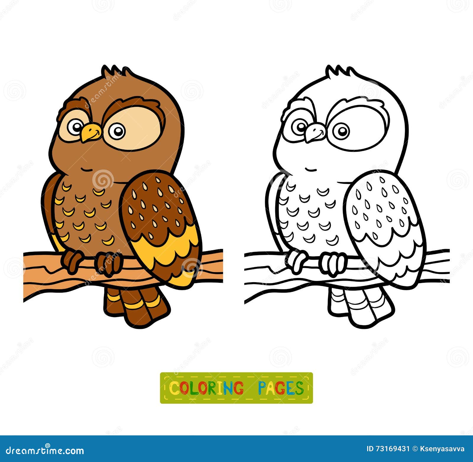 Coloring Book for Children, Little Owl Stock Vector - Illustration of ...