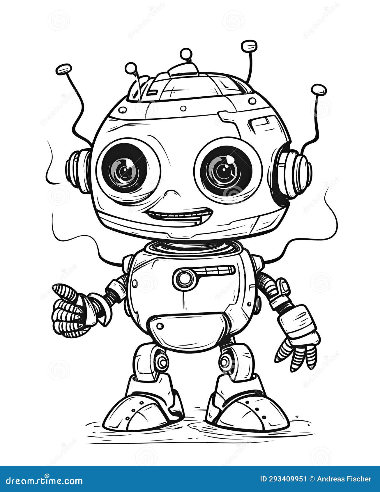 Coloring Book for Children, Little Robot. Stock Illustration ...