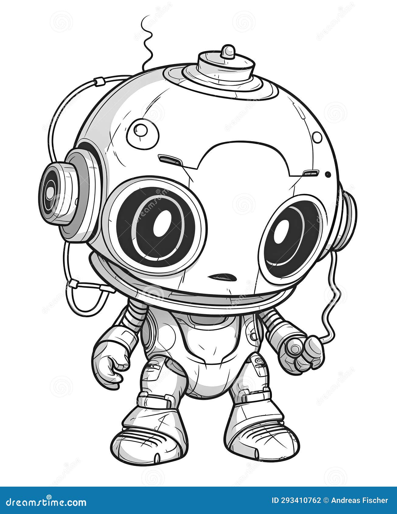 Coloring Book for Children, Little Robot. Stock Illustration ...