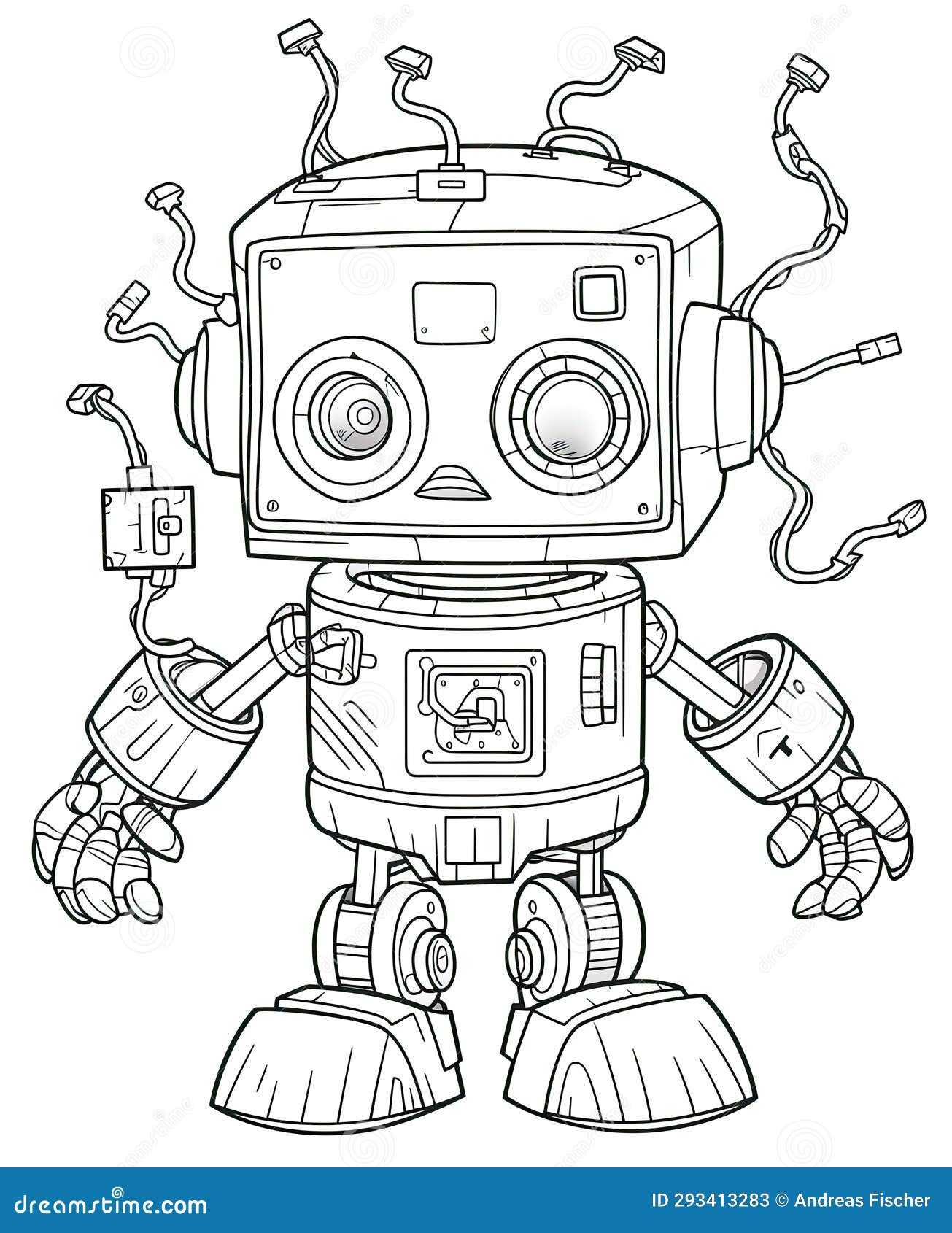 Coloring Book for Children, Little Robot. Stock Illustration ...