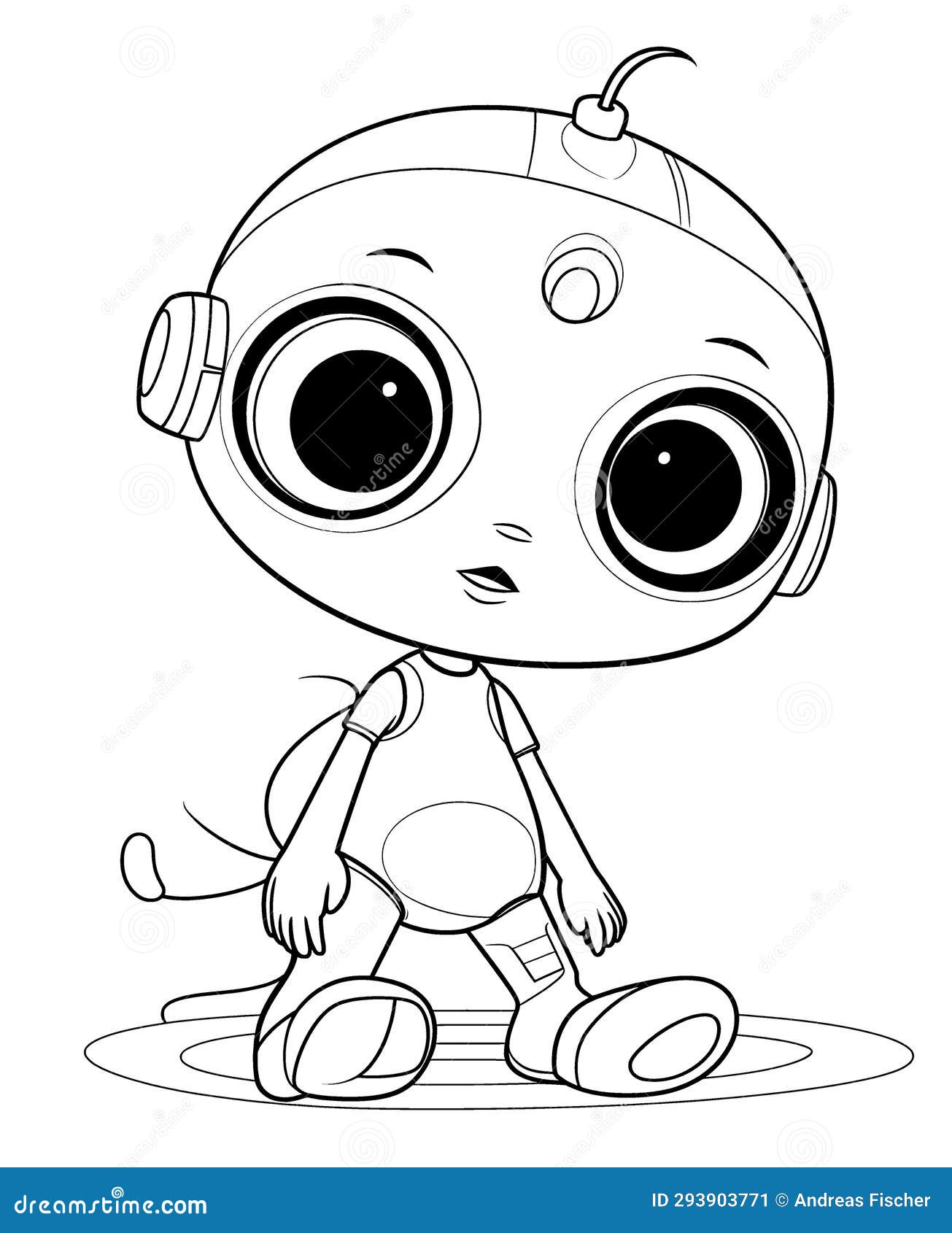 Coloring Book for Children, Little Robot. Stock Illustration ...