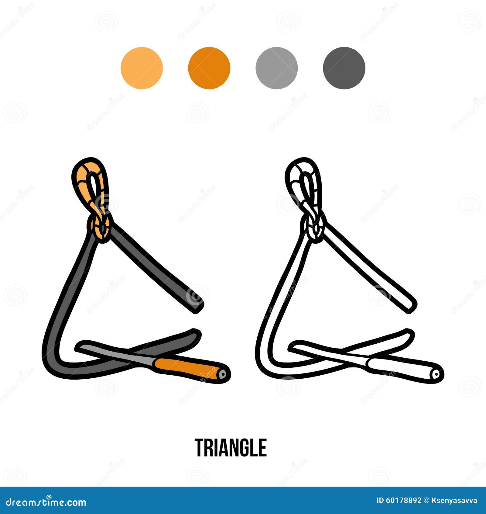 Coloring Book for Children: Music Instruments (triangle) Stock Vector ...
