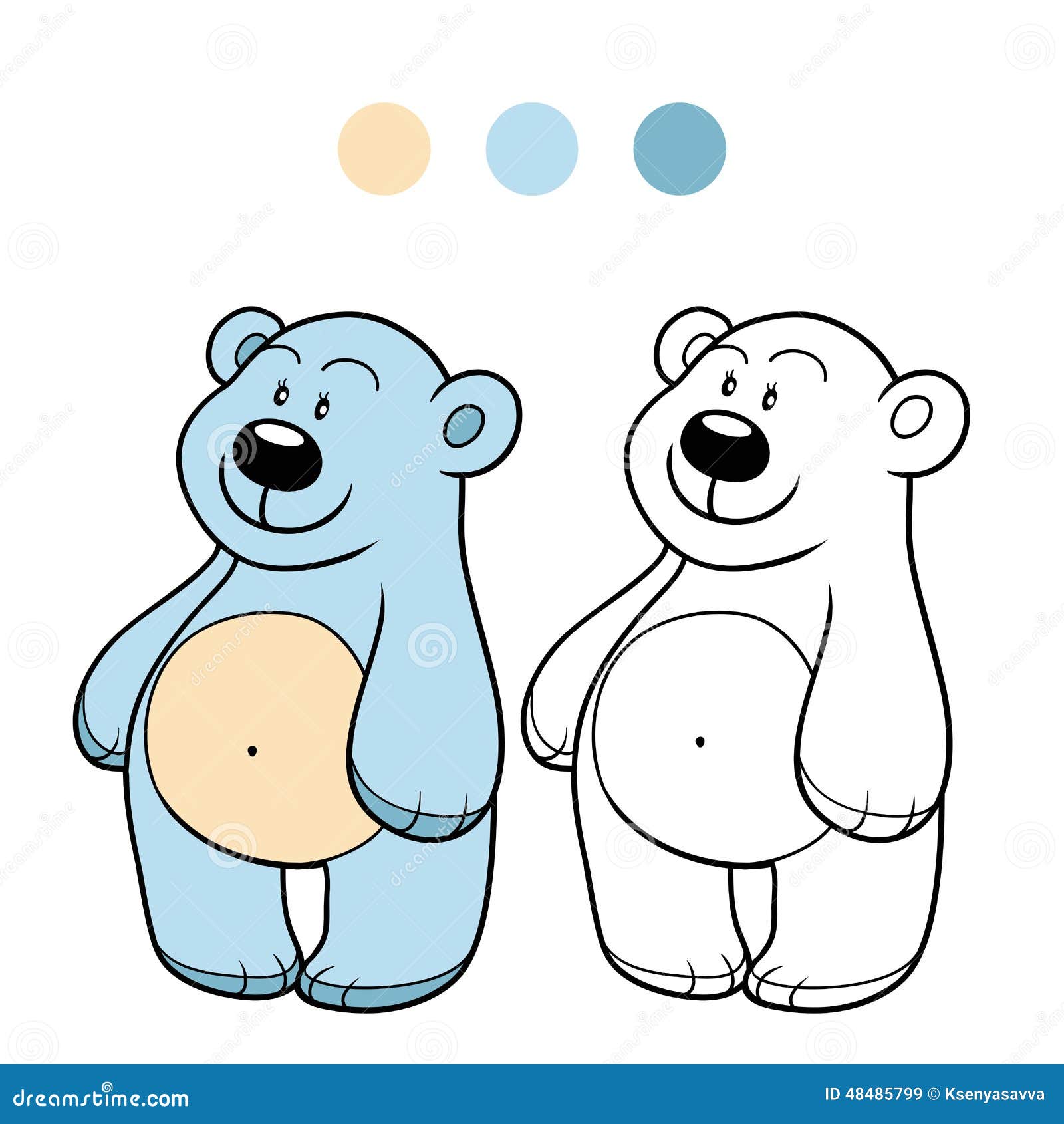 Coloring Book For Children (polar Teddy Bear) Cartoon Vector ...