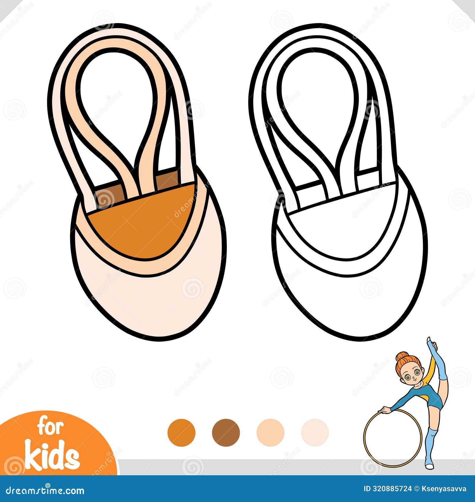 Coloring Book for Kids, Rhythmic Gymnastic Half Toe Shoe Stock Vector ...