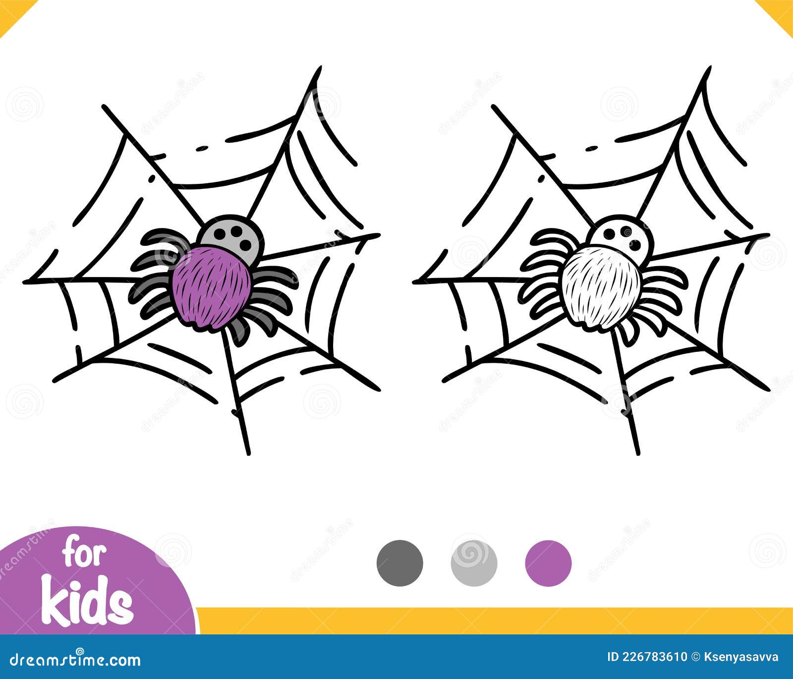 Coloring Book for Kids, Spider and Web Stock Vector - Illustration of ...