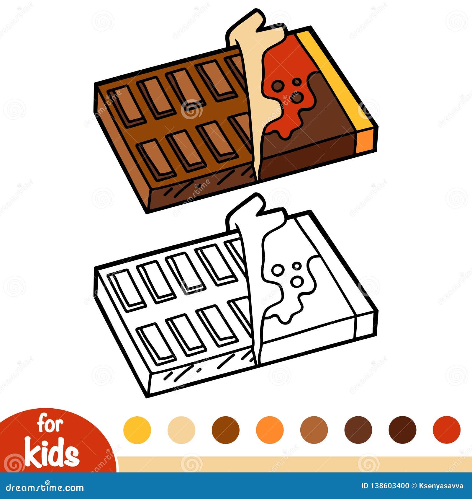 Coloring Book, Chocolate Bar Stock Vector - Illustration of food ...