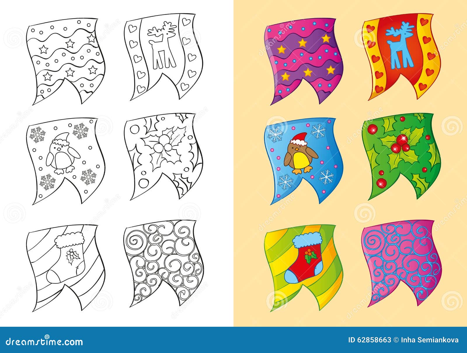 Coloring Book of Christmas Flags Stock Illustration - Illustration of ...