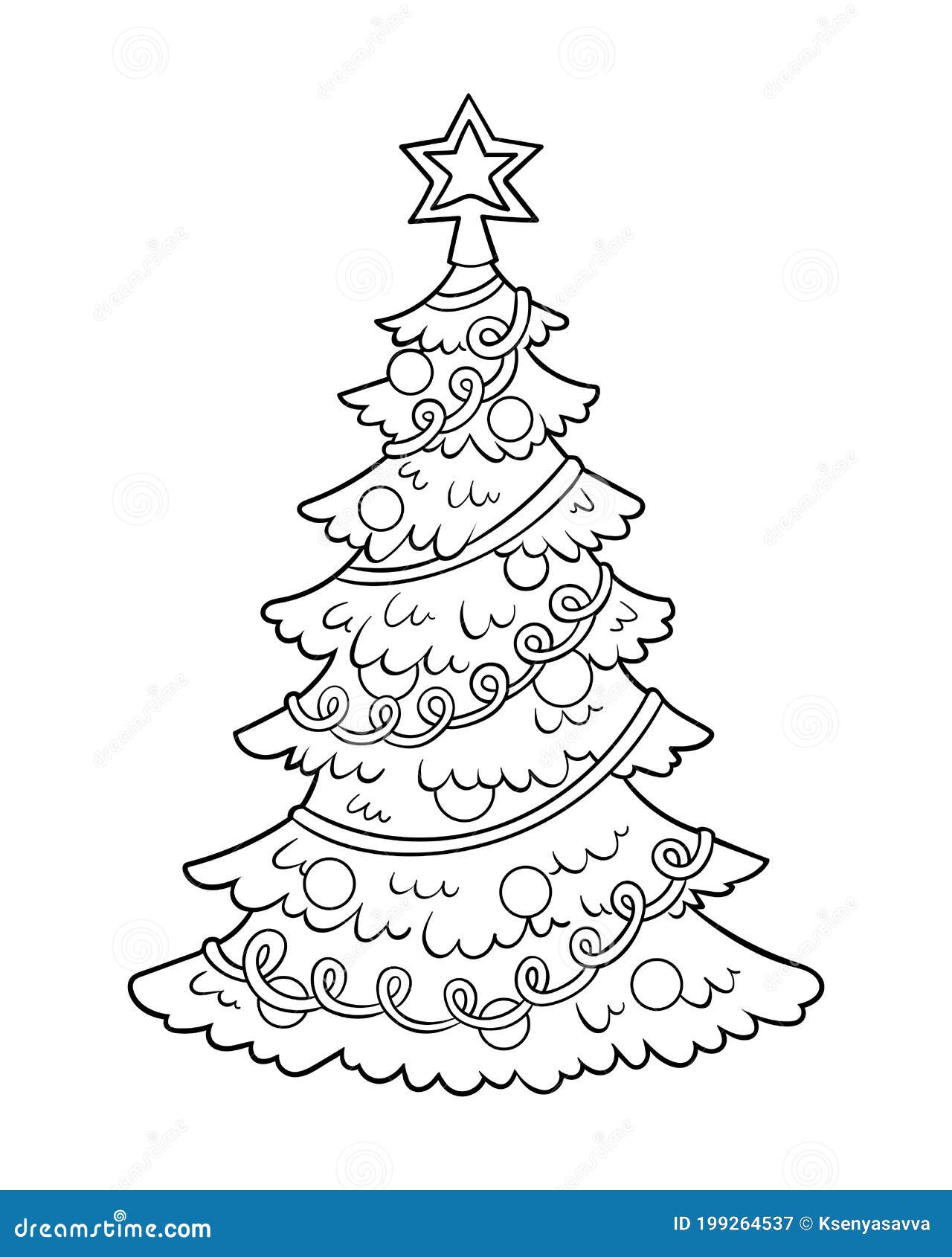 Coloring Book, Christmas Tree Stock Vector - Illustration of present ...