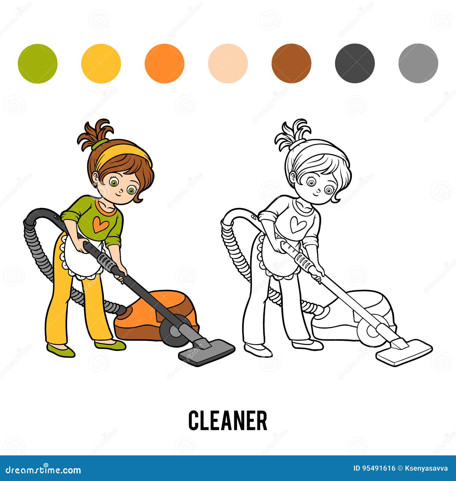 Coloring book, Cleaner stock vector. Illustration of activity - 95491616