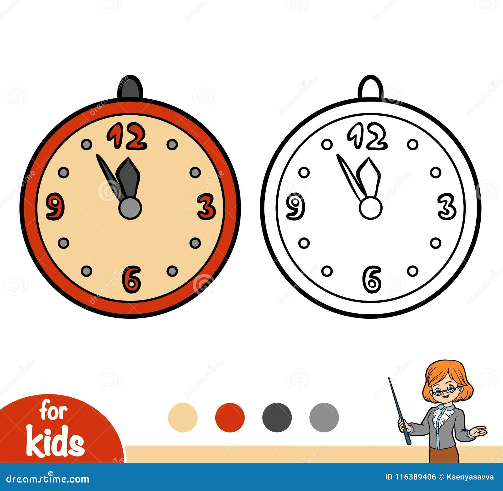 Children And Clock On White Bankground Cartoon Vector | CartoonDealer ...