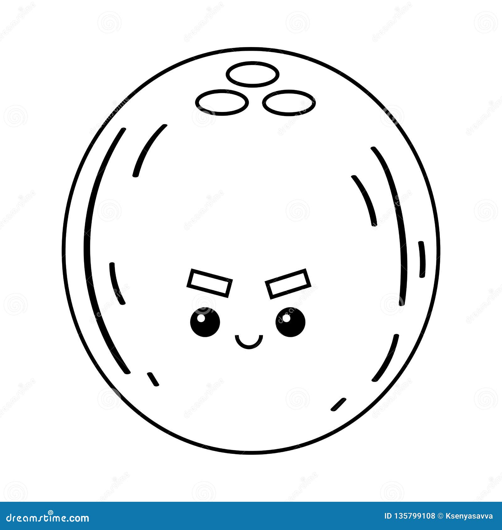 Coloring Book, Coconut with a Cute Face Stock Vector - Illustration of ...
