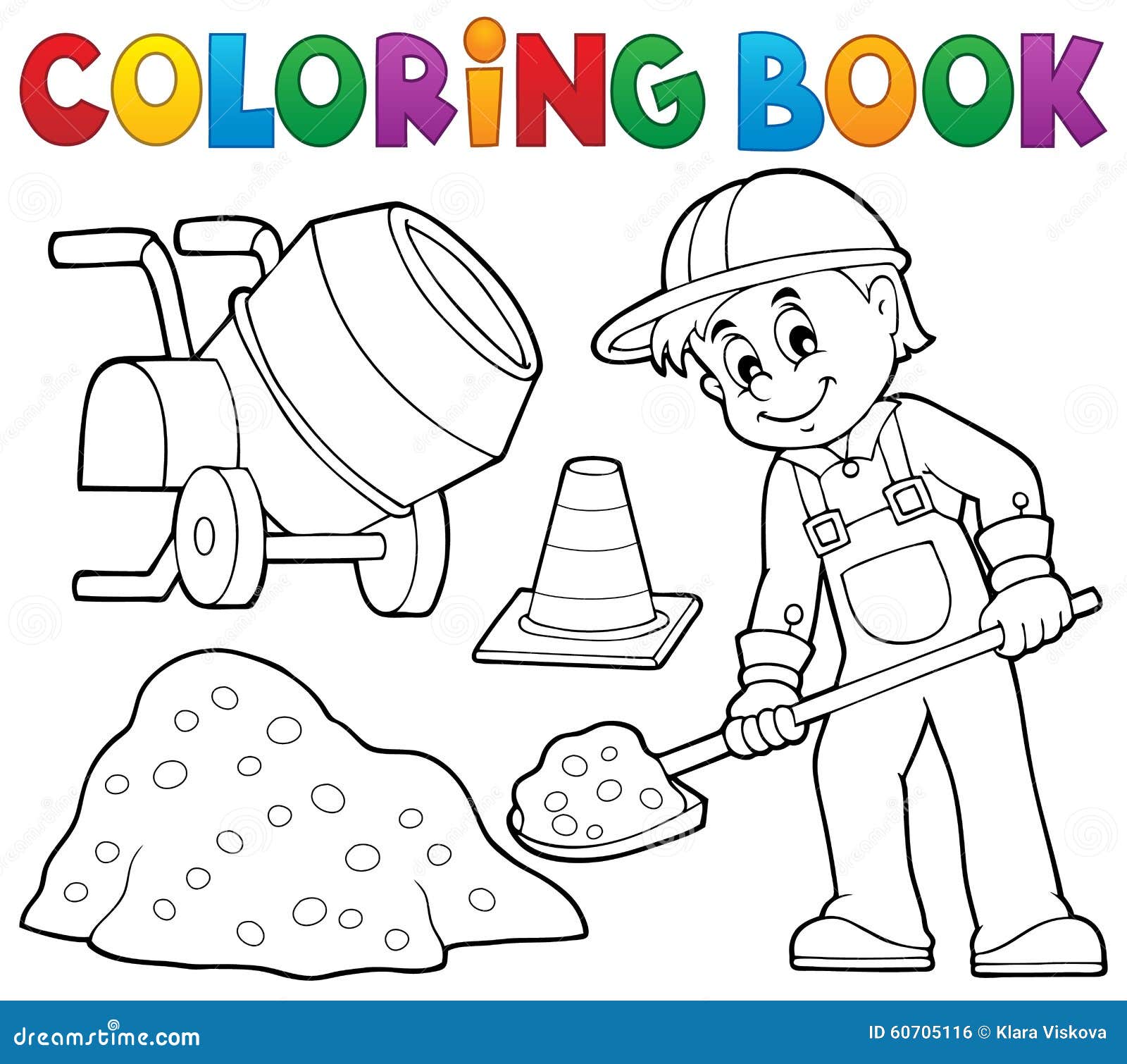 Coloring Book Construction Worker 2 Vector Illustration | CartoonDealer ...