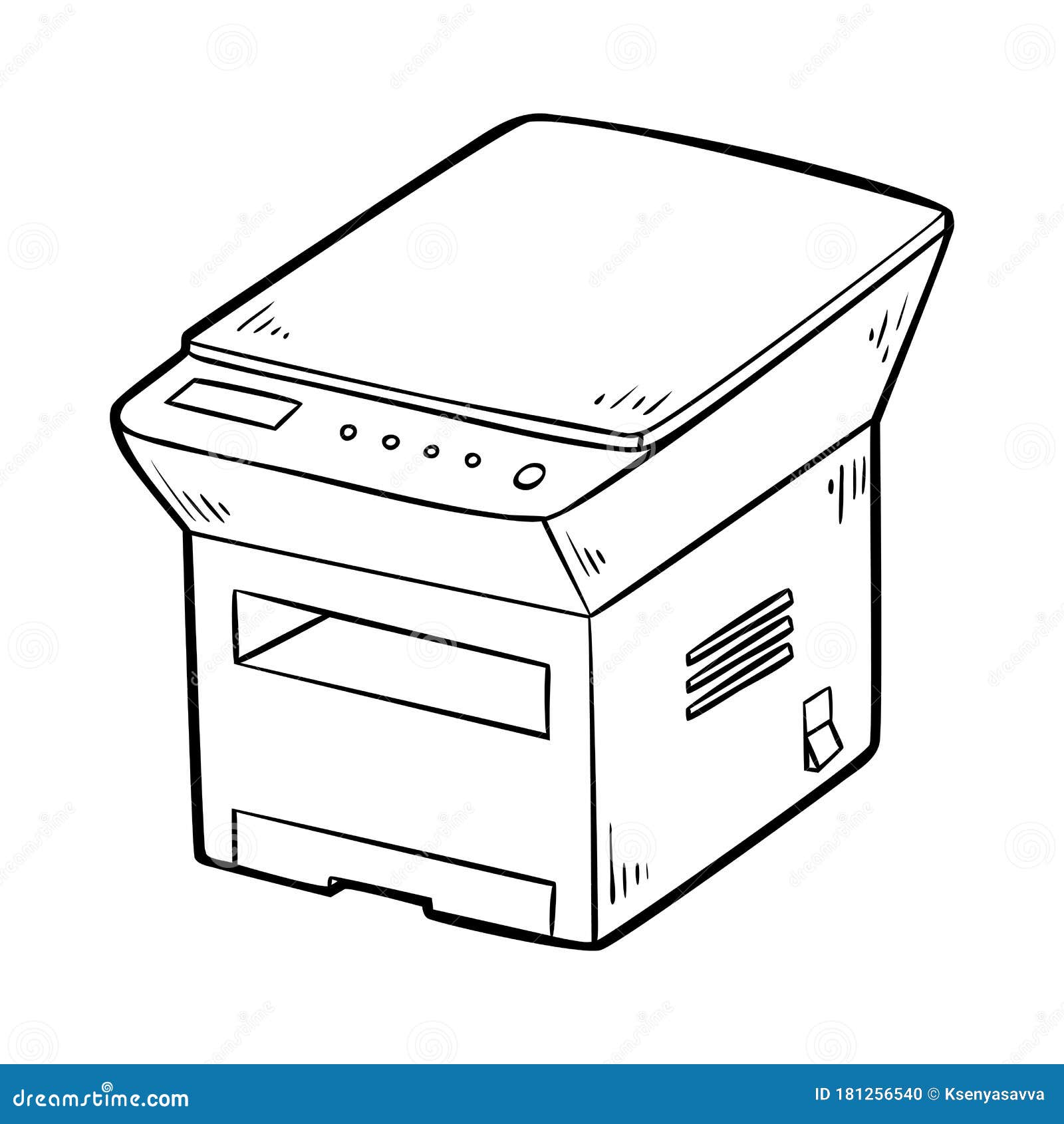 Set Copy Machine, Pencil With Eraser, Document Graph Chart And Scanner ...