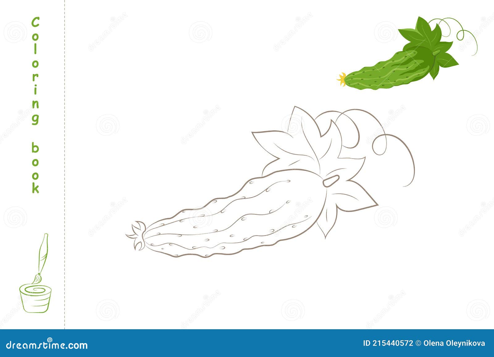 Coloring Book Cucumber with Example Stock Vector - Illustration of ...
