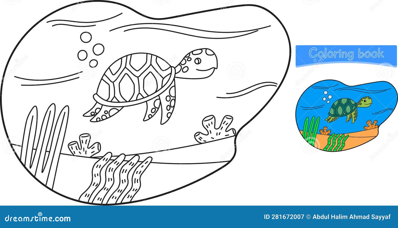 Funny Cartoon Turtle. Coloring Pages Stock Vector - Illustration of ...