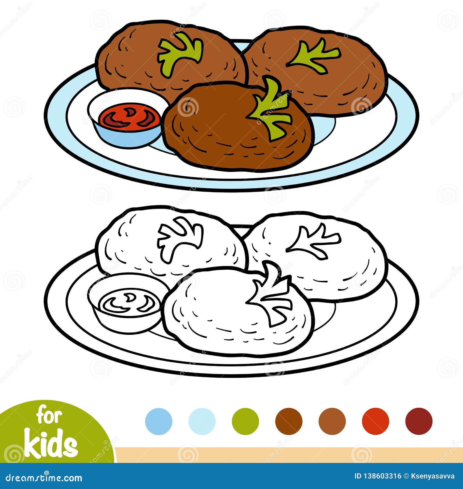 Coloring book, Cutlet stock vector. Illustration of burger - 138603316