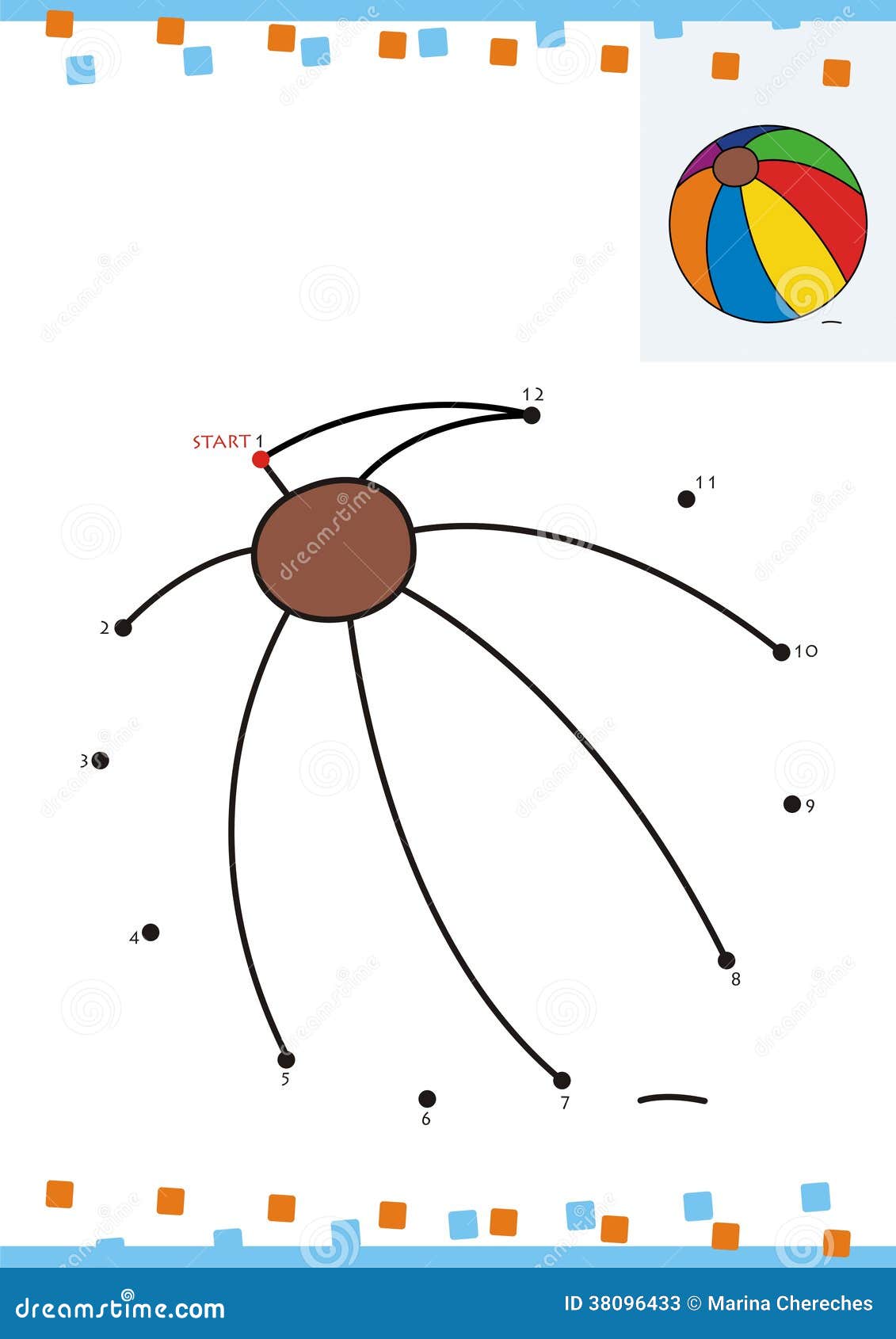 Coloring Book Dot To Dot. the Ball Stock Vector - Illustration of ball ...