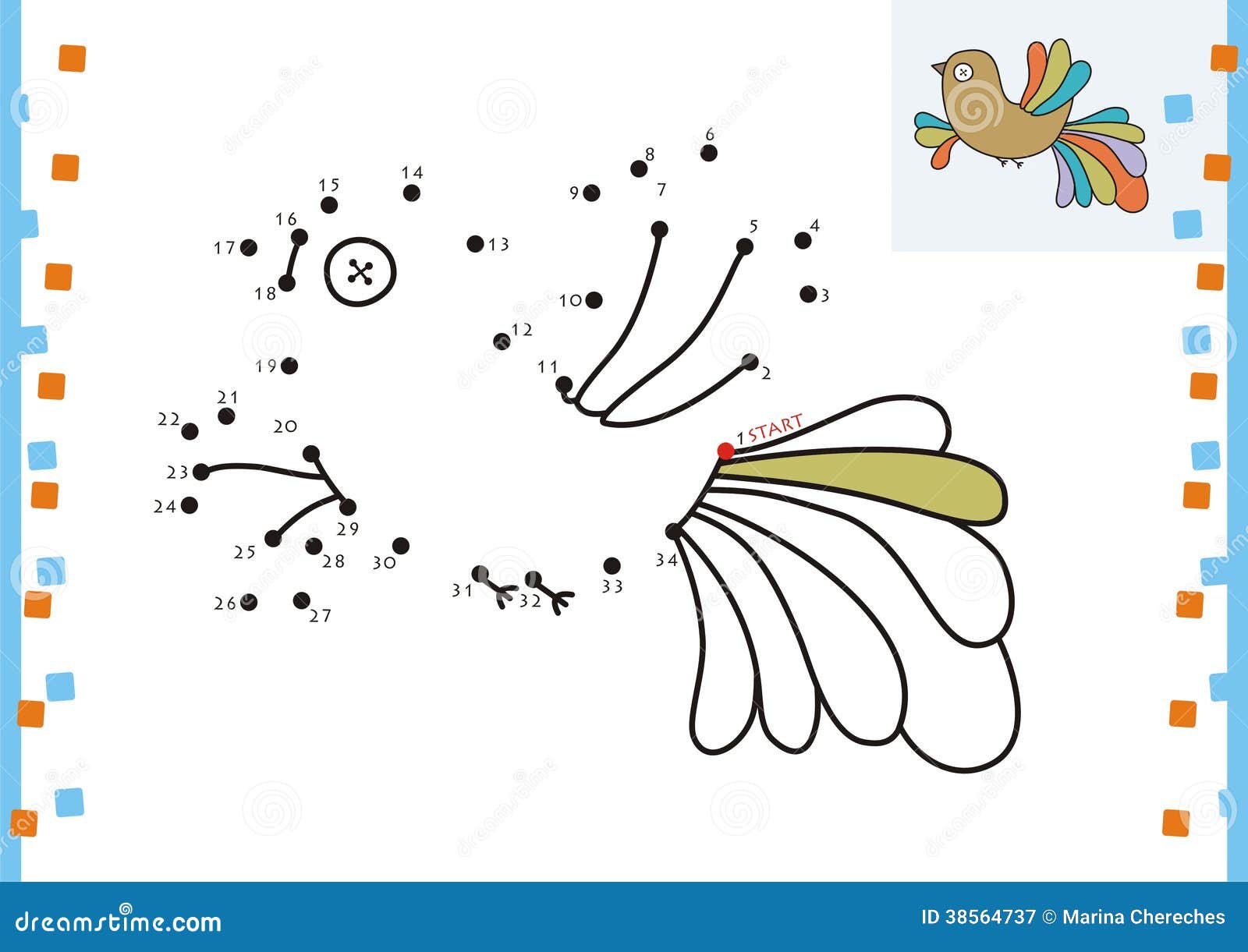 Coloring Book Dot To Dot. the Bird (3) Stock Vector - Illustration of ...