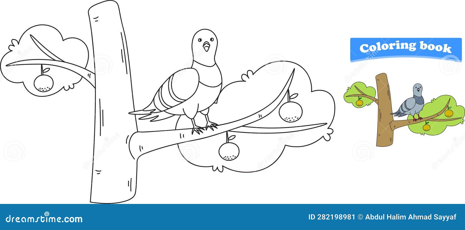 Funny Cartoon Dove. Coloring Pages Stock Vector - Illustration of child ...