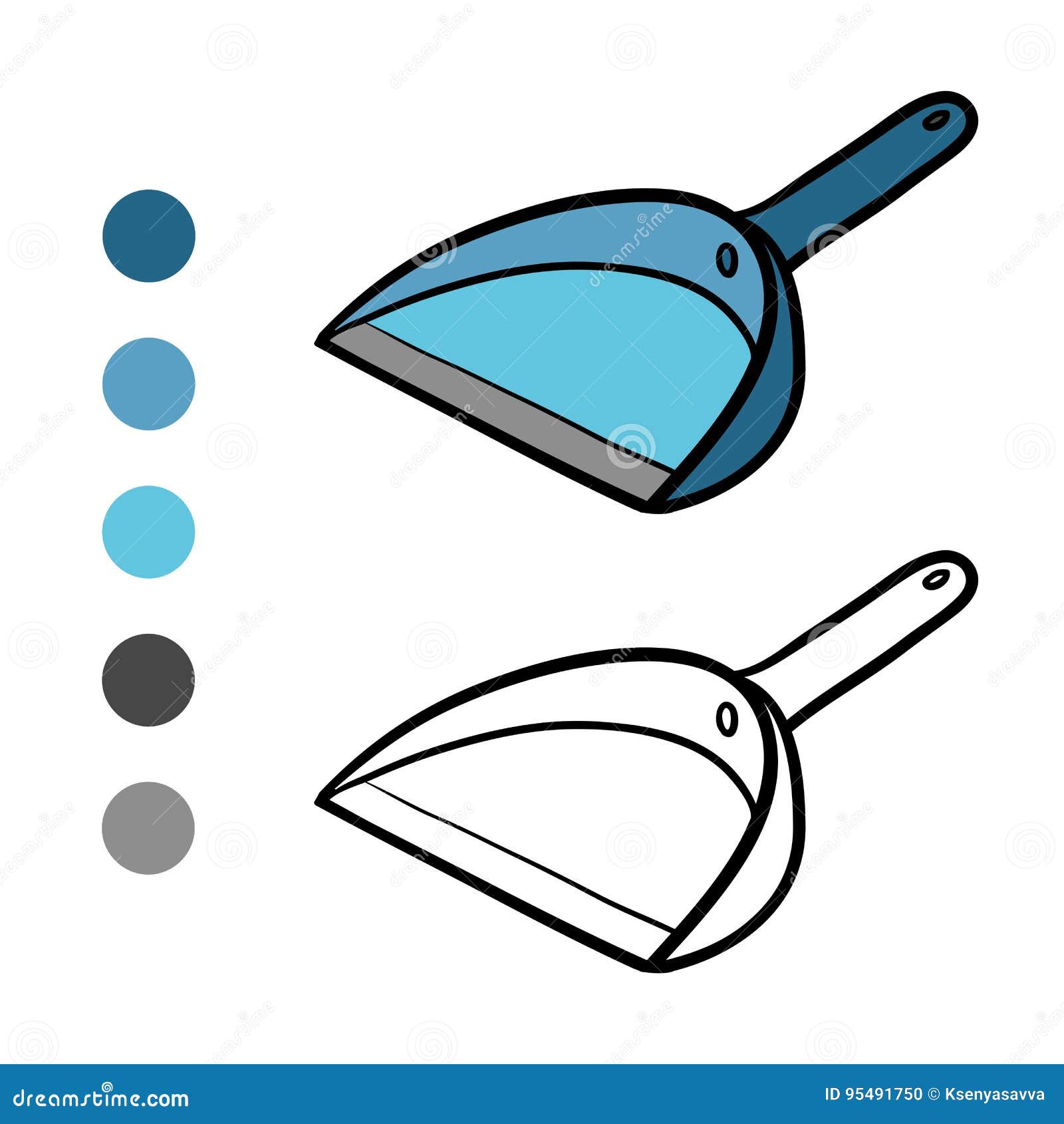 Coloring book, Dustpan stock vector. Illustration of colorful - 95491750