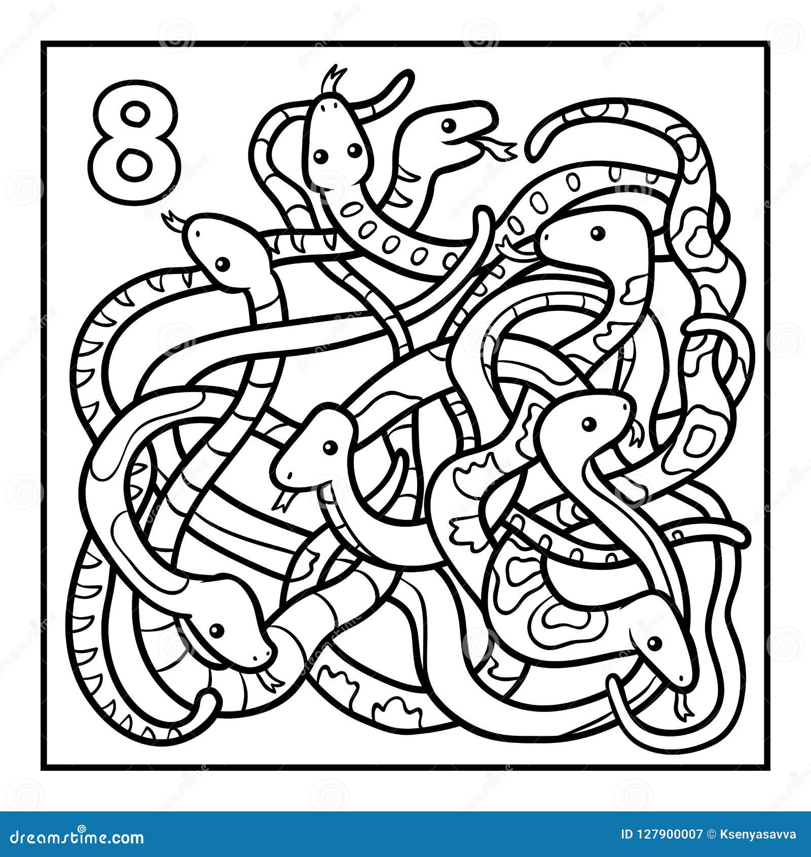 Eight Snakes Maze Game Vector Illustration | CartoonDealer.com #29694088