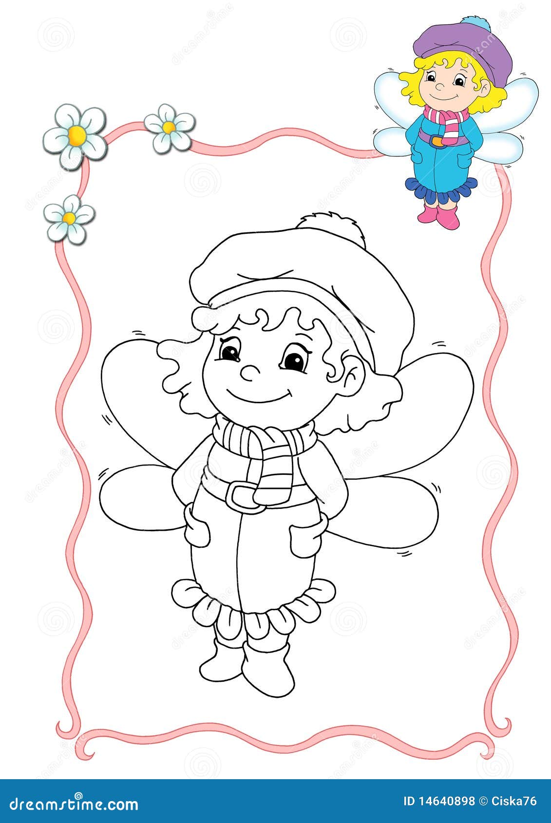 Coloring book - fairy 4 stock illustration. Illustration of flower ...