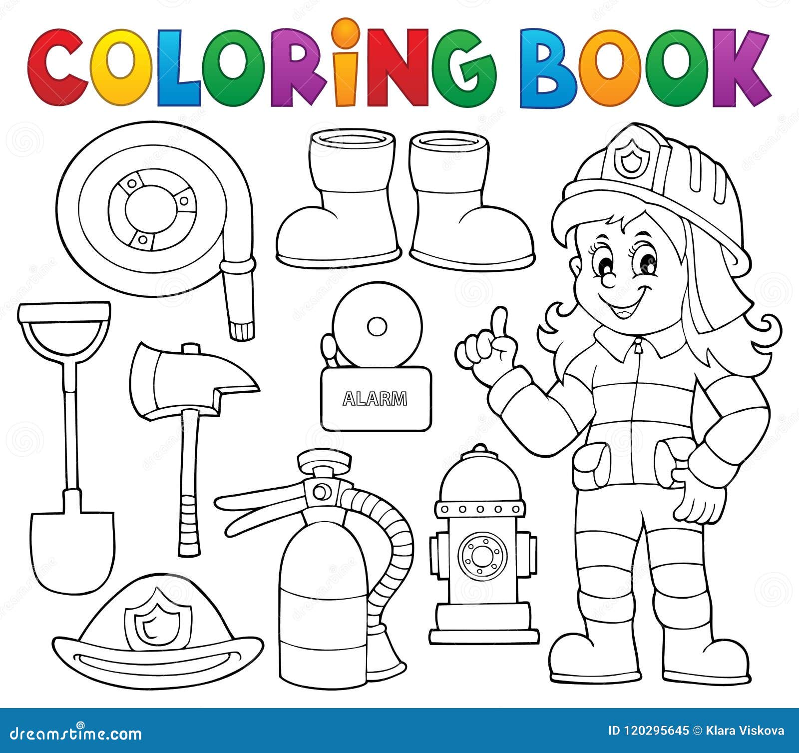 Coloring Book Firefighter Theme Set 1 Stock Vector - Illustration of ...