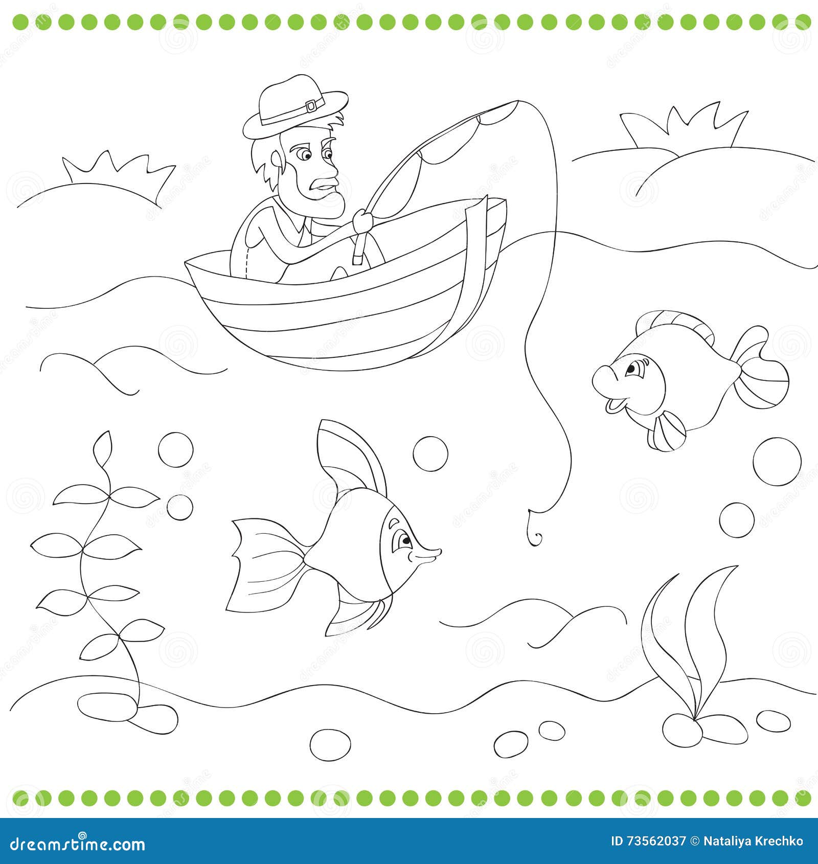 Coloring Book with Fisherman Stock Vector - Illustration of activity ...