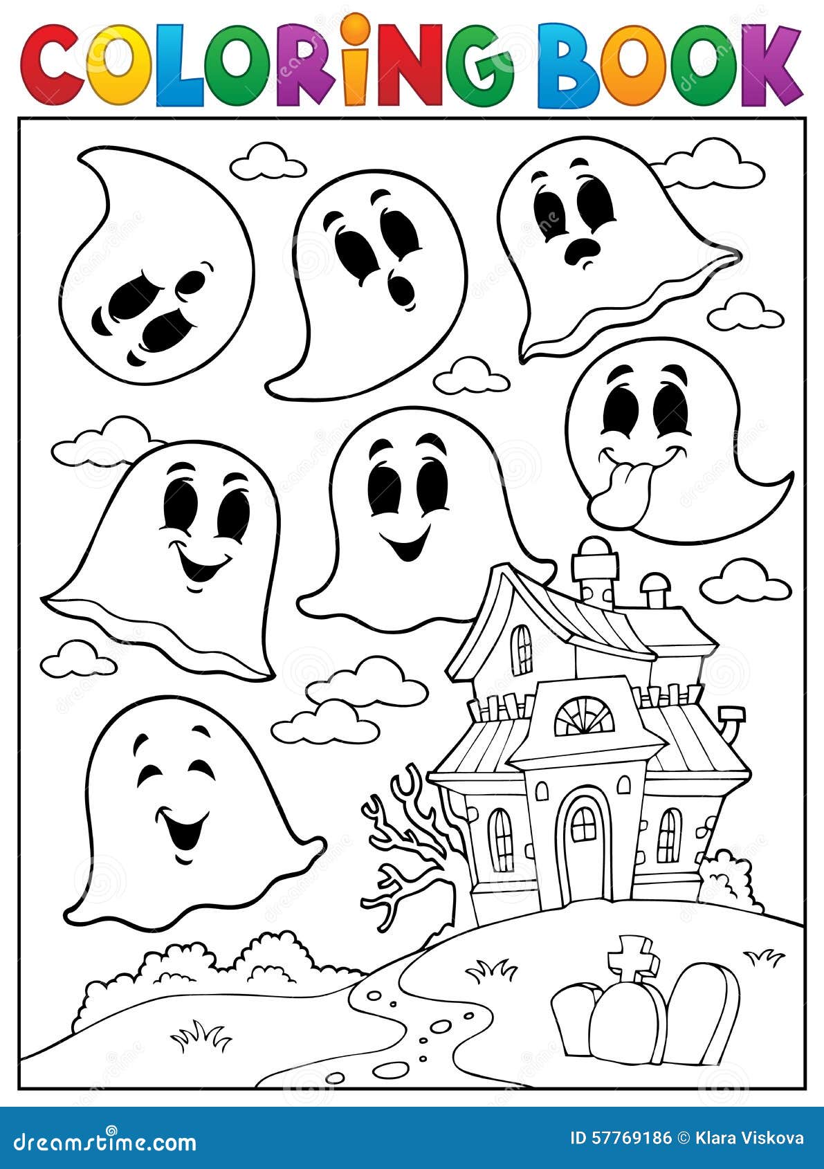 Coloring Book Ghost Theme 4 Stock Vector - Illustration of october ...