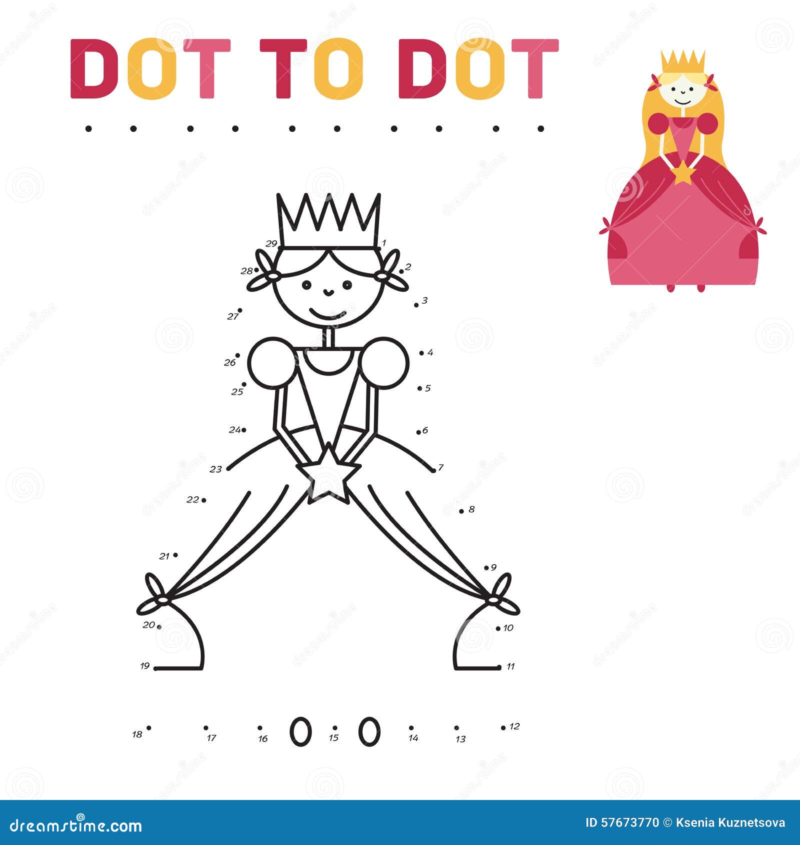 Coloring Book for Girls Princess. Game Connect the Stock Vector ...