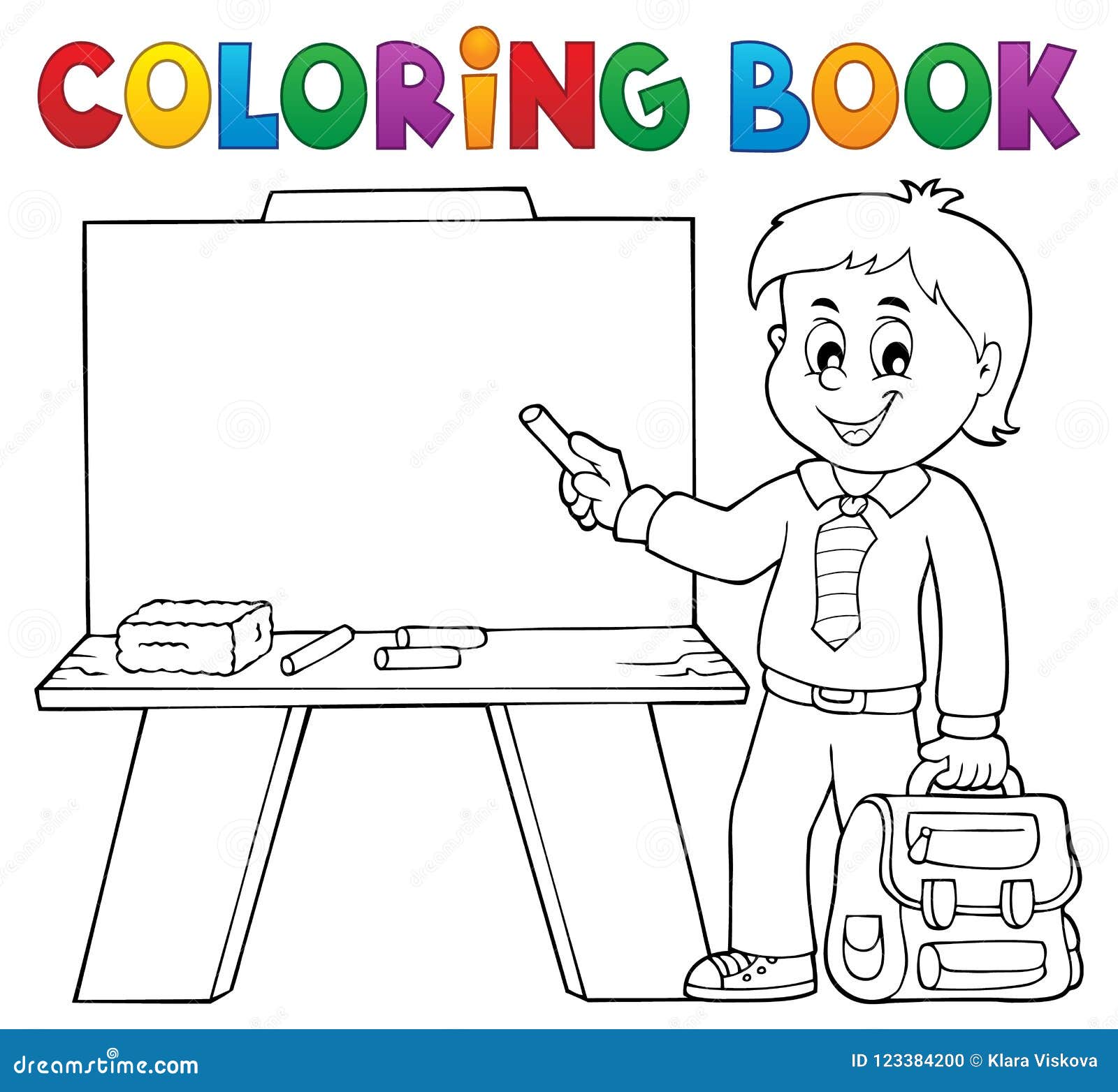 Coloring Book Happy Pupil Boy Theme 4 Stock Vector - Illustration of ...