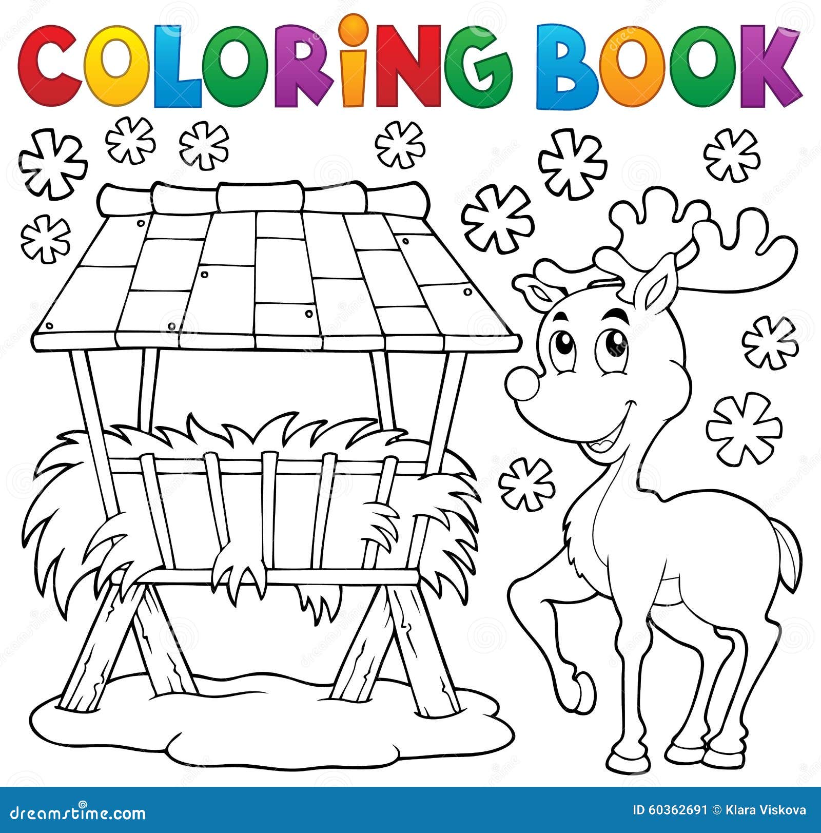 Coloring Book Hay Rack and Reindeer Stock Vector - Illustration of ...