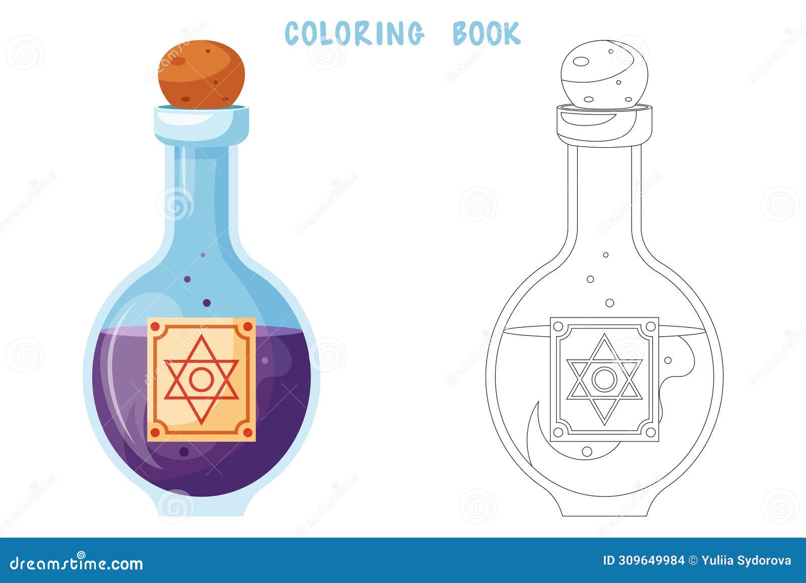 Coloring Book of Purple Potion in a Flask Stock Illustration ...