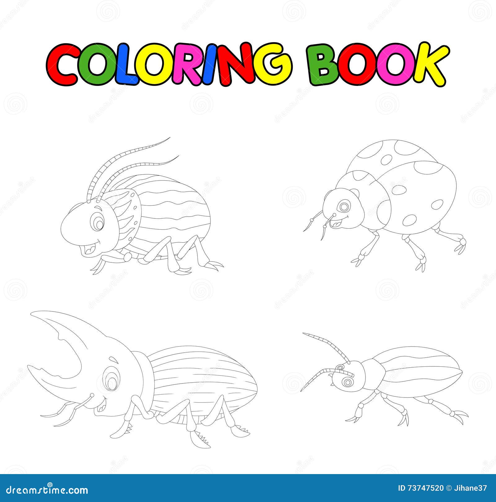 Coloring Book with Insect Collection Stock Illustration - Illustration ...