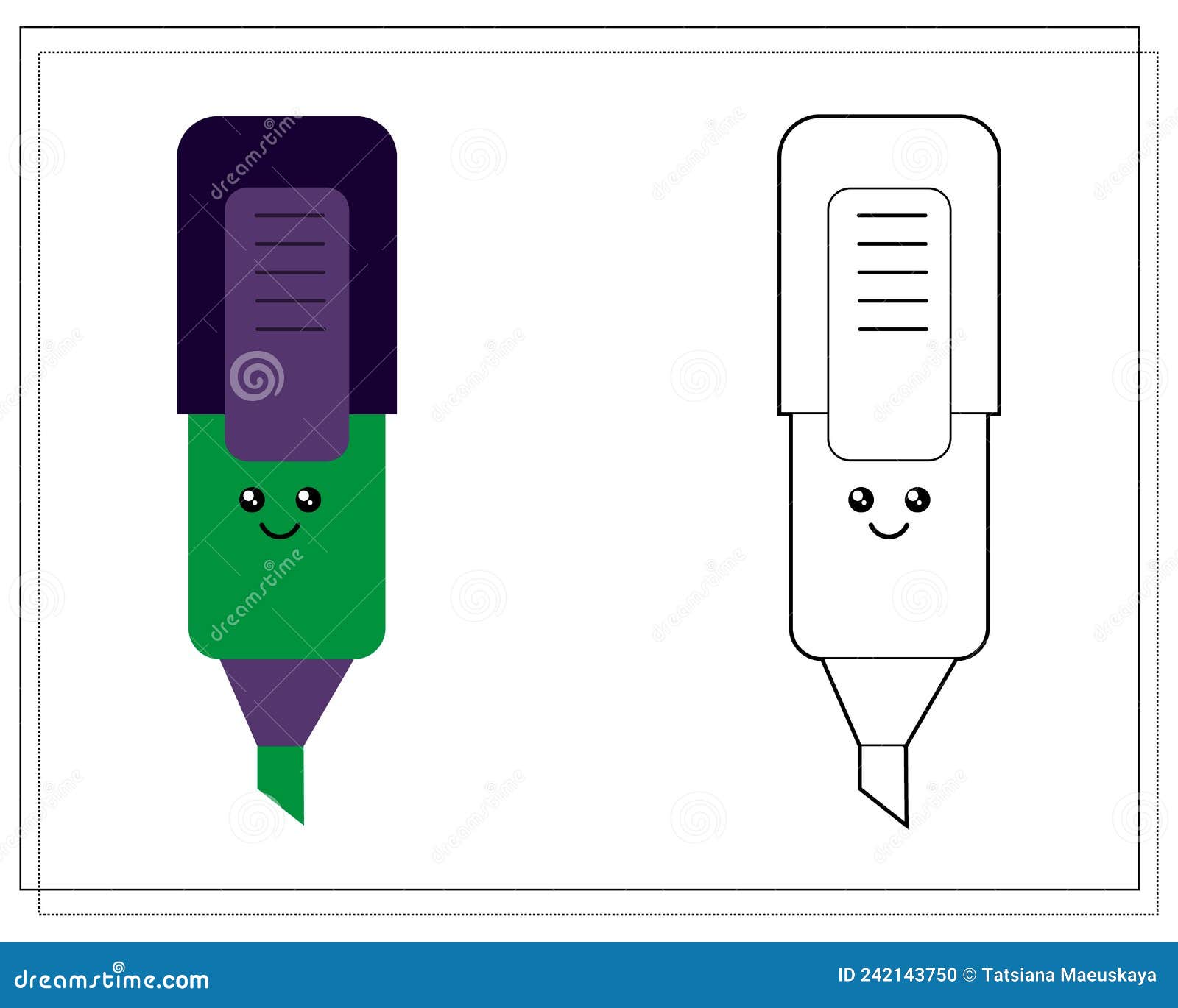 Coloring Book for Kids. Color a Cute Cartoon Marker Based on the ...