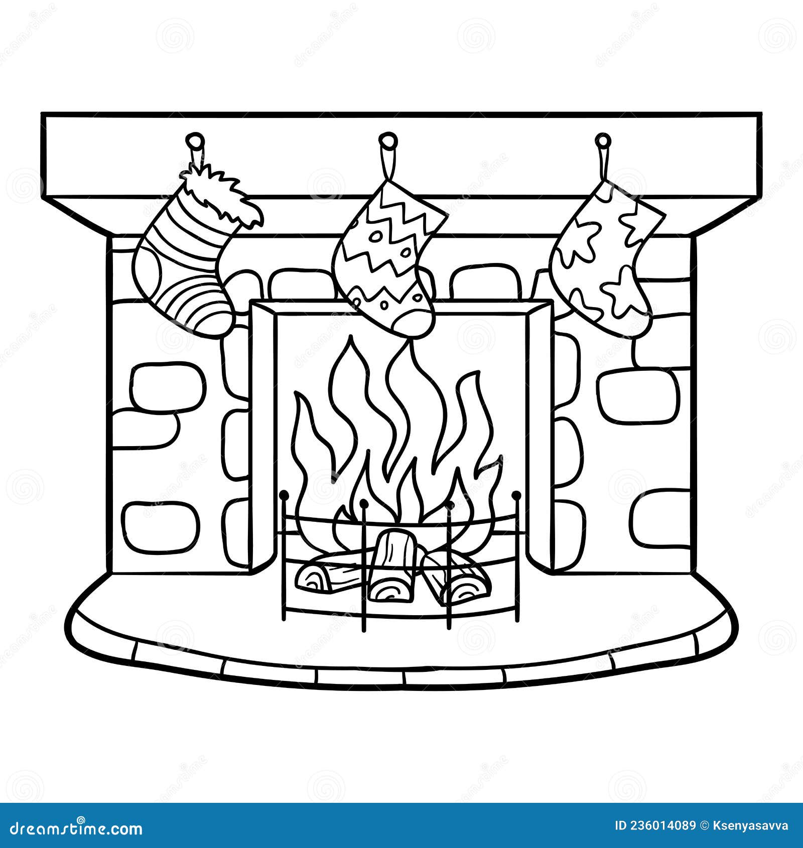 Coloring Book for Kids, Fireplace Stock Vector - Illustration of ...