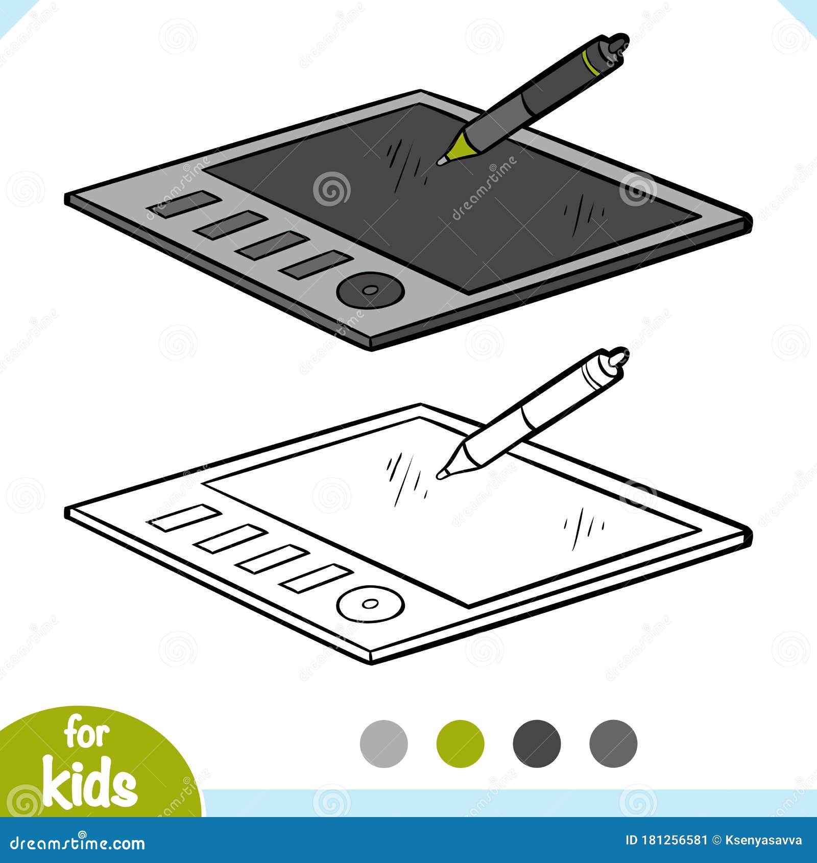 Coloring Book for Kids, Graphics Tablet Stock Vector - Illustration of ...