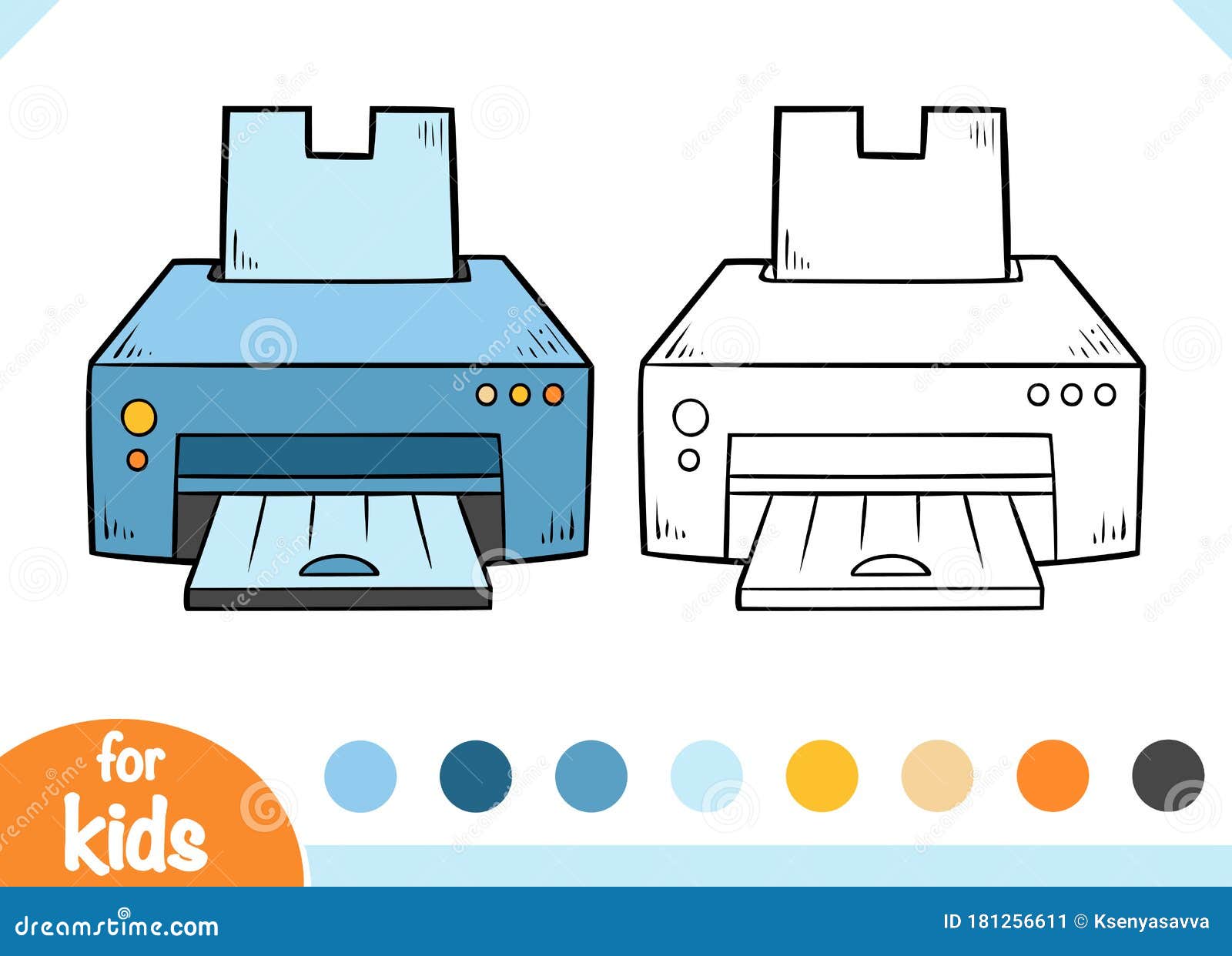 Coloring Book for Kids, Printer Stock Vector - Illustration of ...