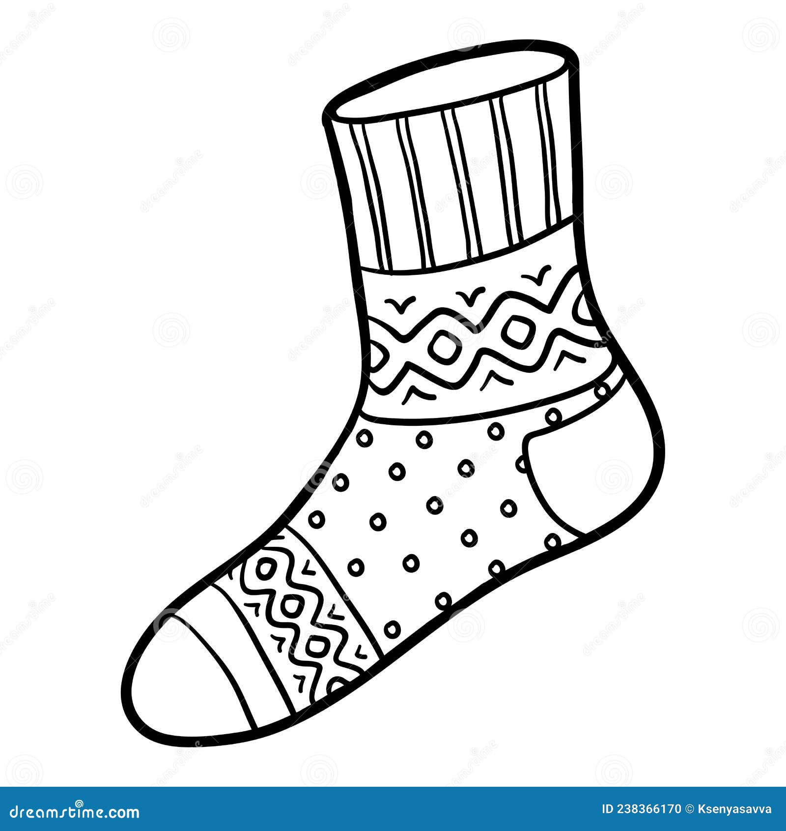 Coloring Book for Kids, Sock with Geometric Pattern Stock Vector ...