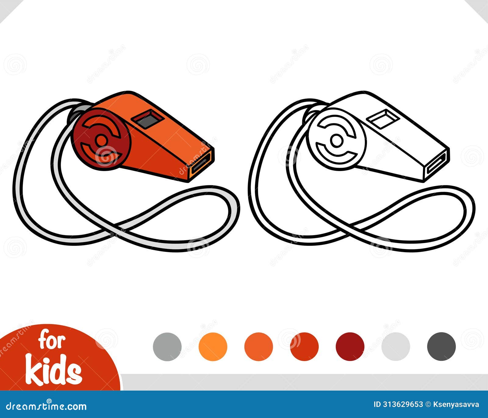 Boy With Whistle Coloring Pages Drawing For Kids Vector Illustration ...