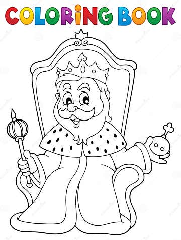 Coloring Book King on Throne Theme 1 Stock Vector - Illustration of ...
