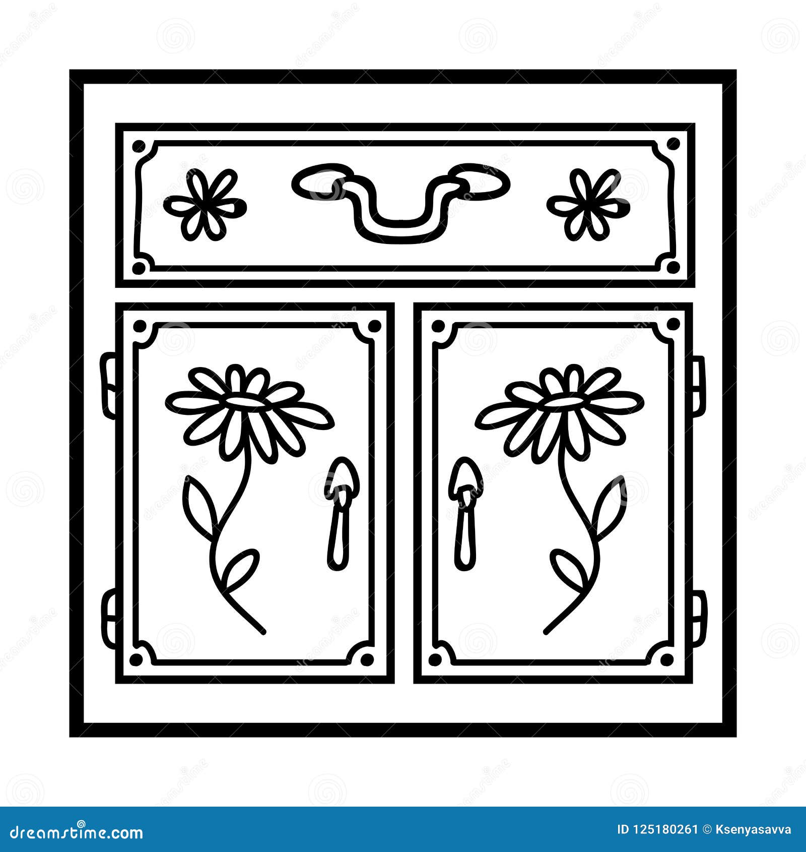 Coloring Book Kitchen Cabinet Stock Vector Illustration Of Isolated