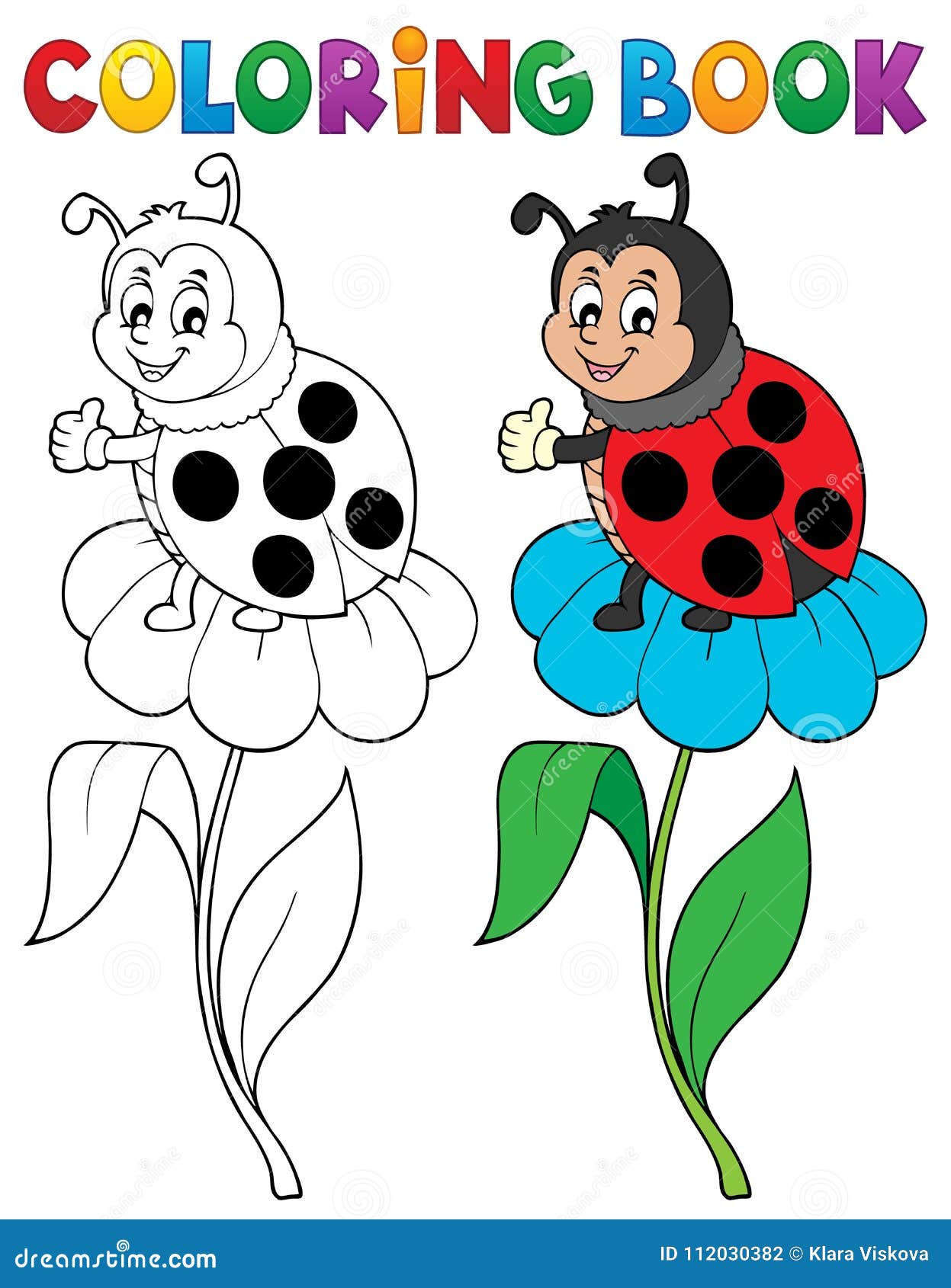 Cartoon Ladybugs And Flowers Coloring Pages