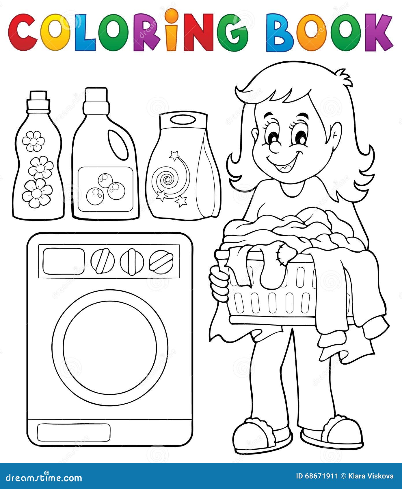 Coloring Book Laundry Theme 1 Stock Vector - Illustration of happy ...