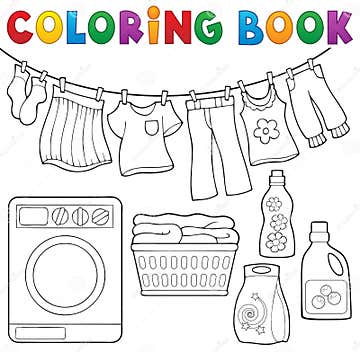 Coloring Book Laundry Theme 2 Stock Vector - Illustration of paint ...