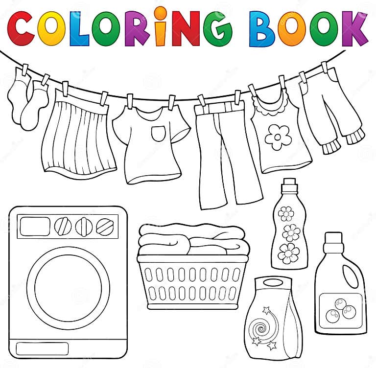 Coloring Book Laundry Theme 2 Stock Vector - Illustration of paint ...