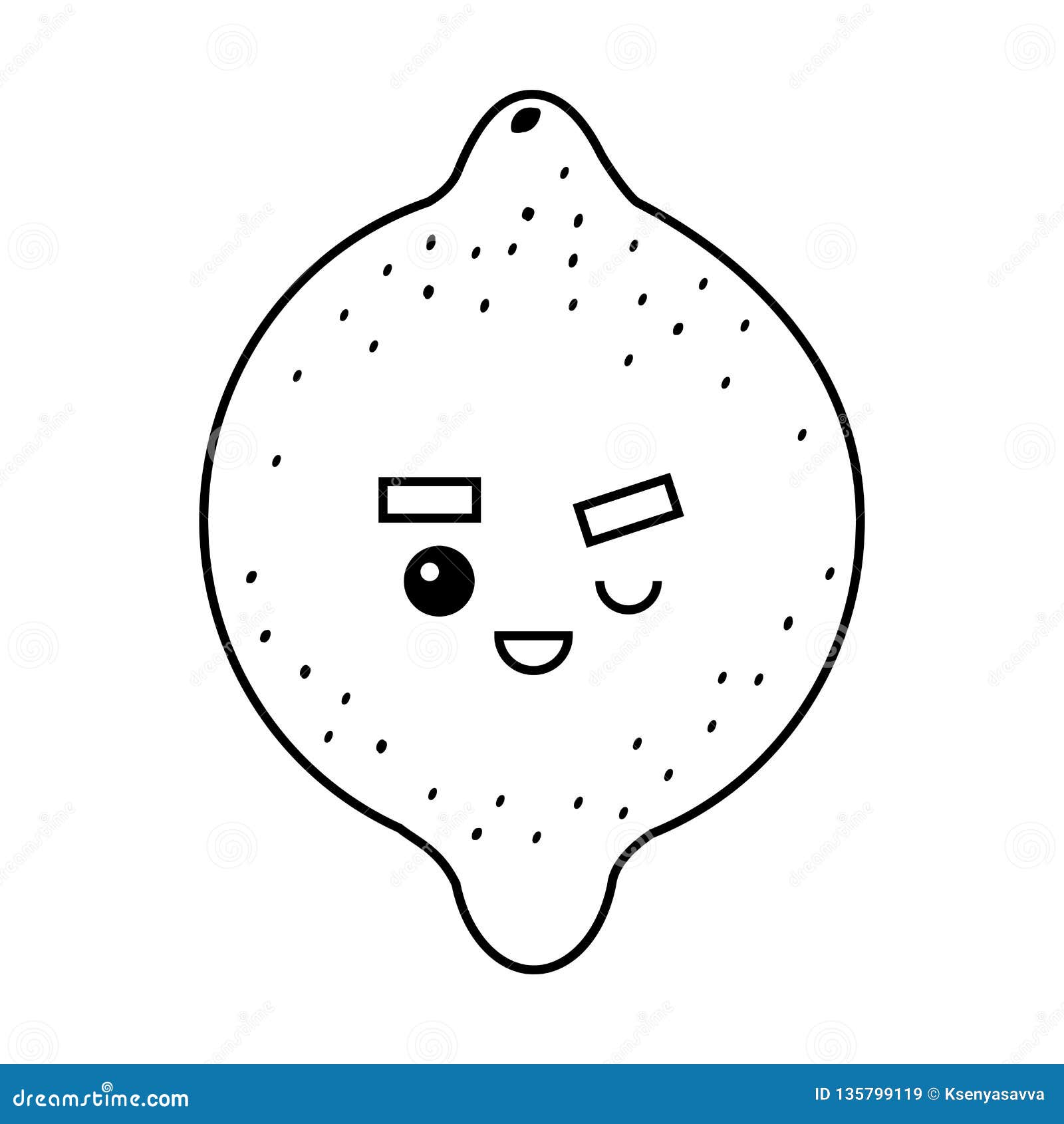 Coloring Book, Lemon with a Cute Face Stock Vector - Illustration of ...