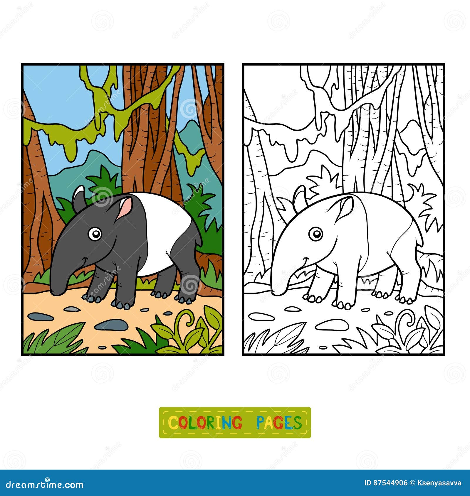 Malayan Tapir Illustration, Drawing, Engraving, Ink, Line Art, Vector ...