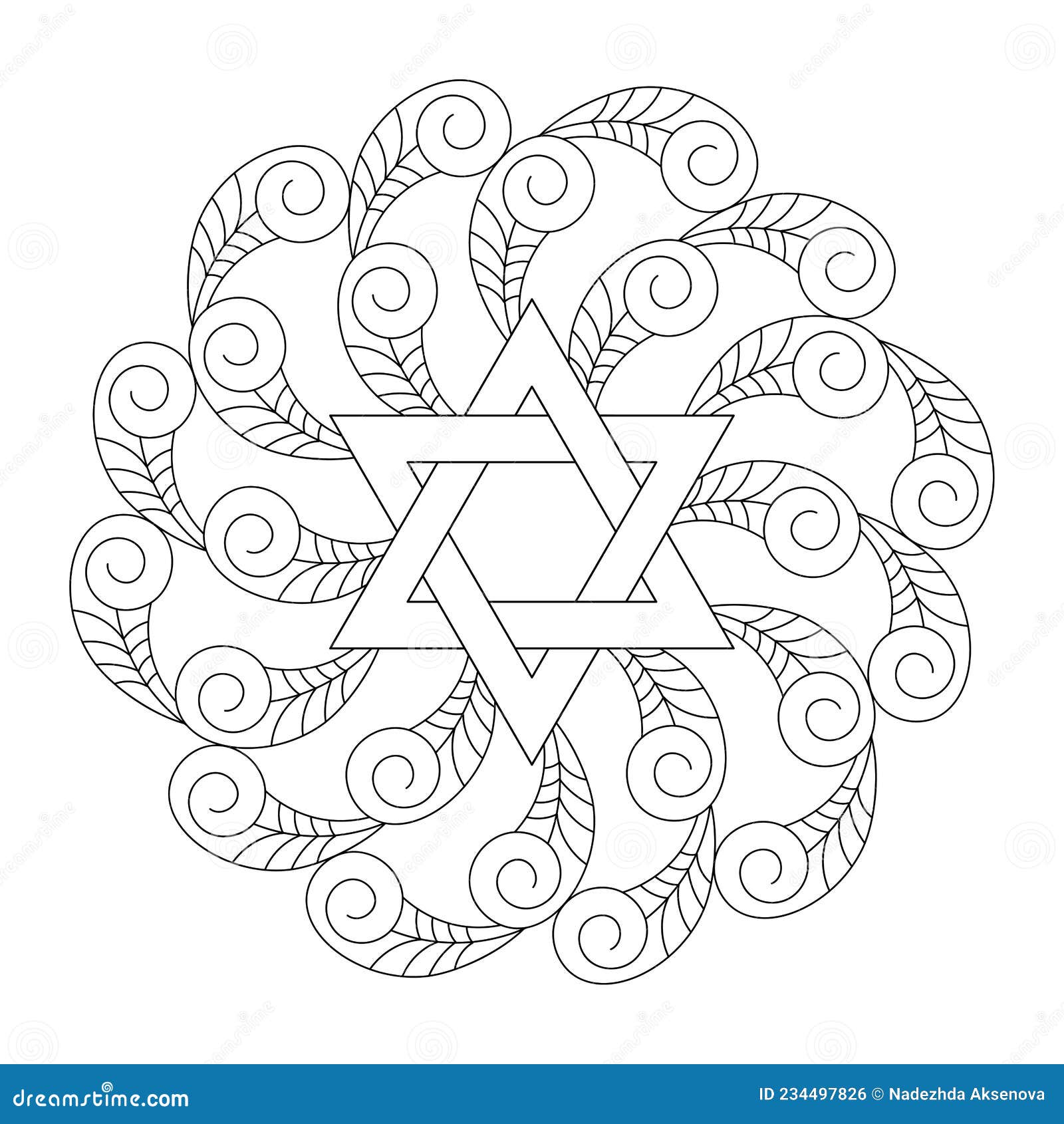 Coloring Book. Mandala with Six Pointed Star. Star of David Stock ...