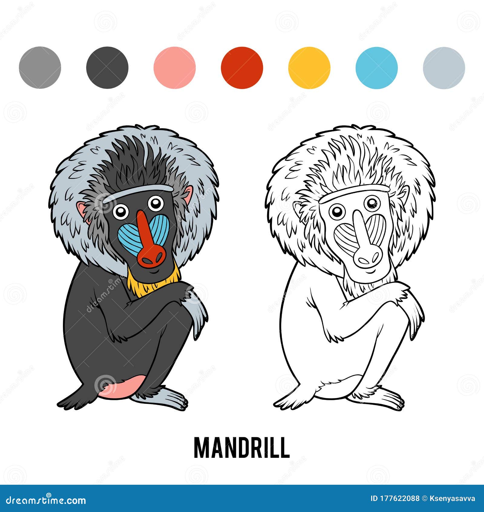 Coloring book, Mandrill stock vector. Illustration of chimp - 177622088